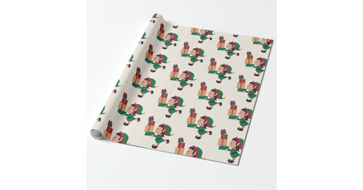 Cute Elves with Christmas Gifts Wrapping Paper | Zazzle