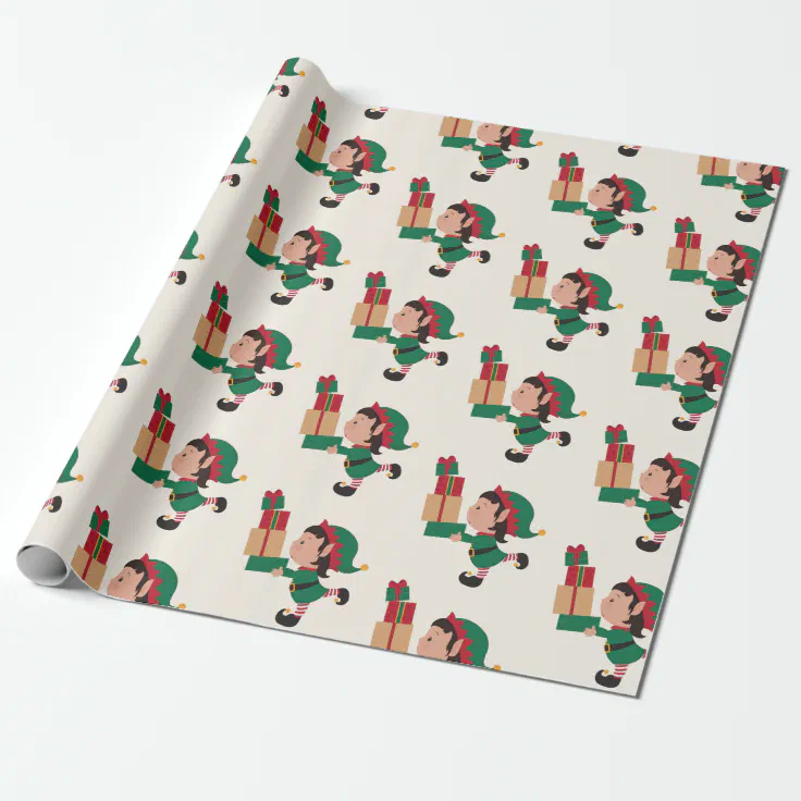 Cute Elves with Christmas Gifts Wrapping Paper | Zazzle