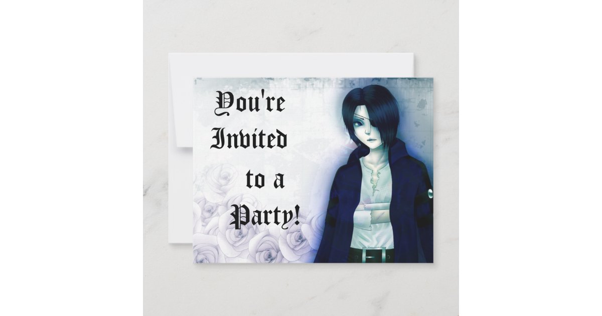 Cute emo boy party invitations | Zazzle