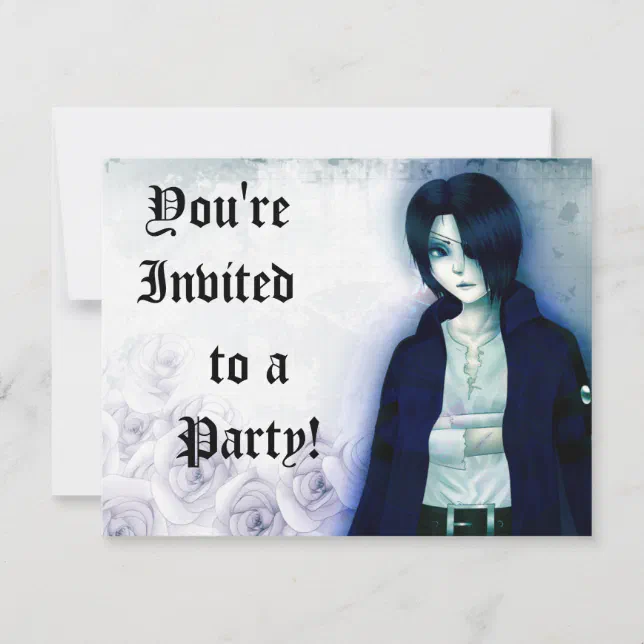 Cute emo boy party invitations | Zazzle
