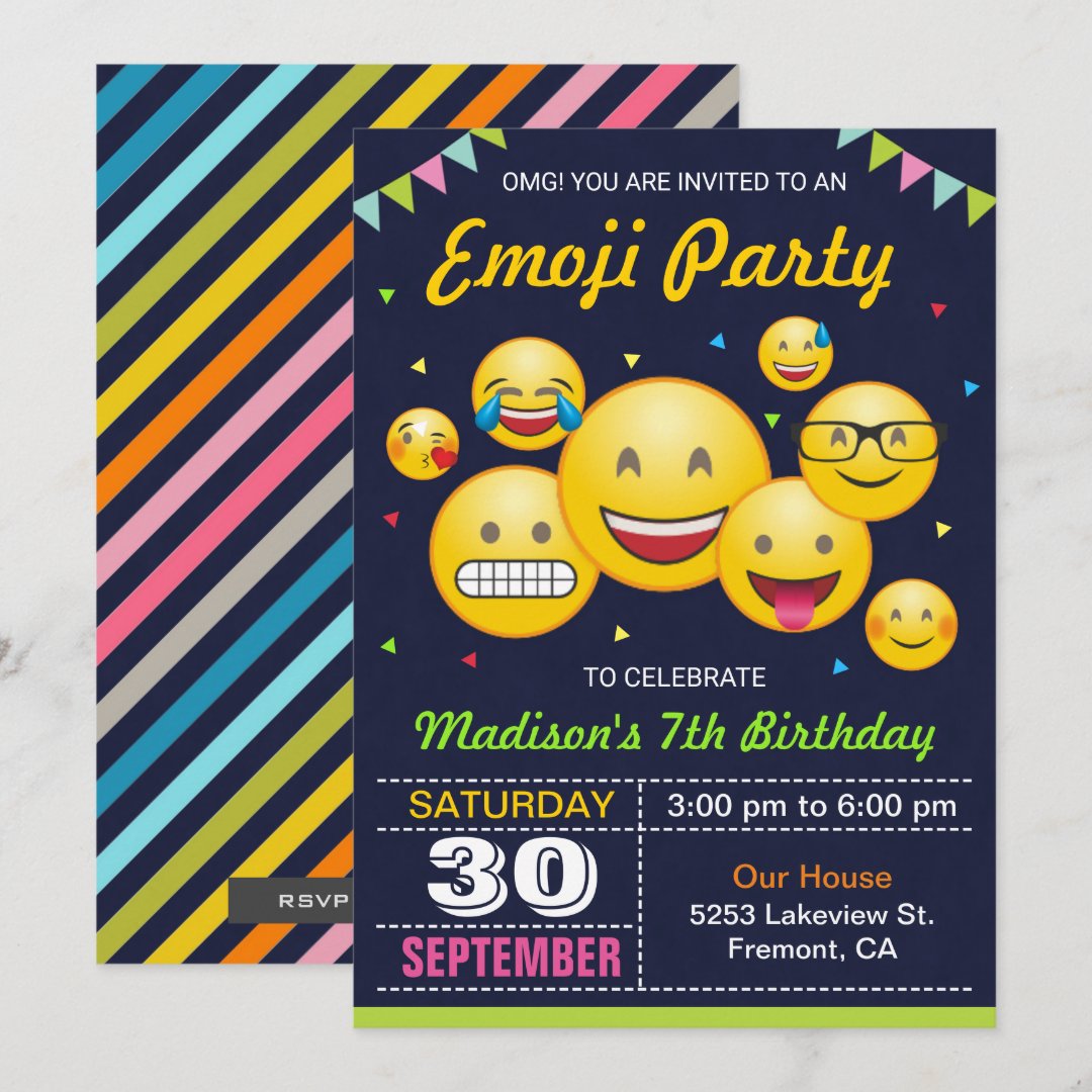 Cute Emoji Birthday Party Invitation | Zazzle