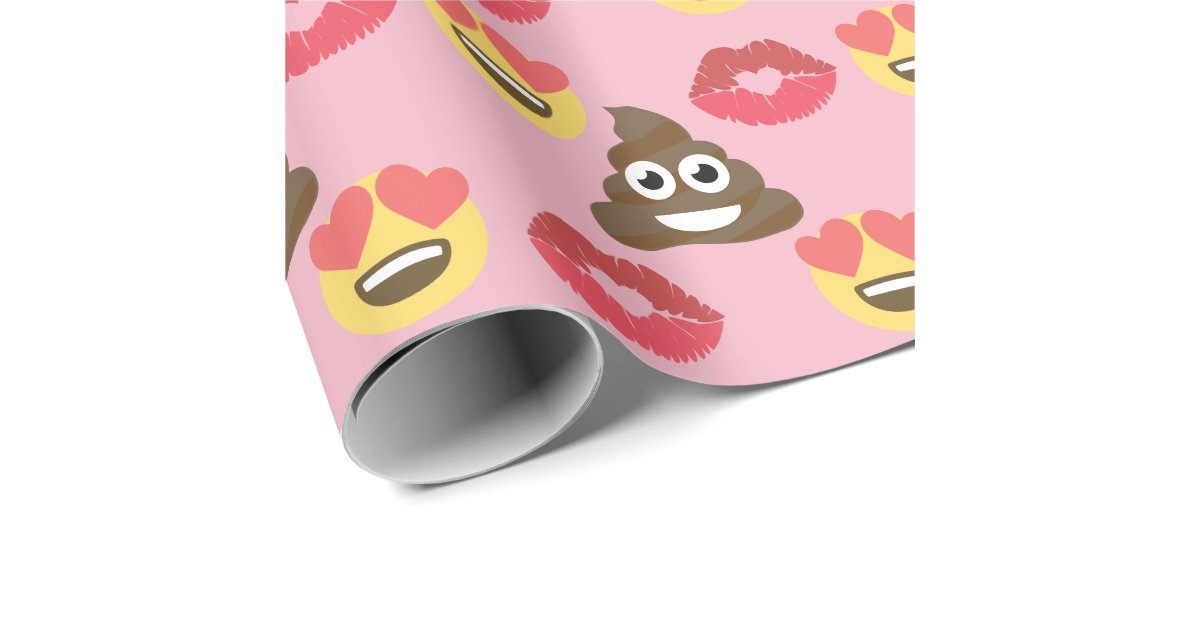 Cute Emoji in love, Poop emoji & kisses Wrapping Paper | Zazzle