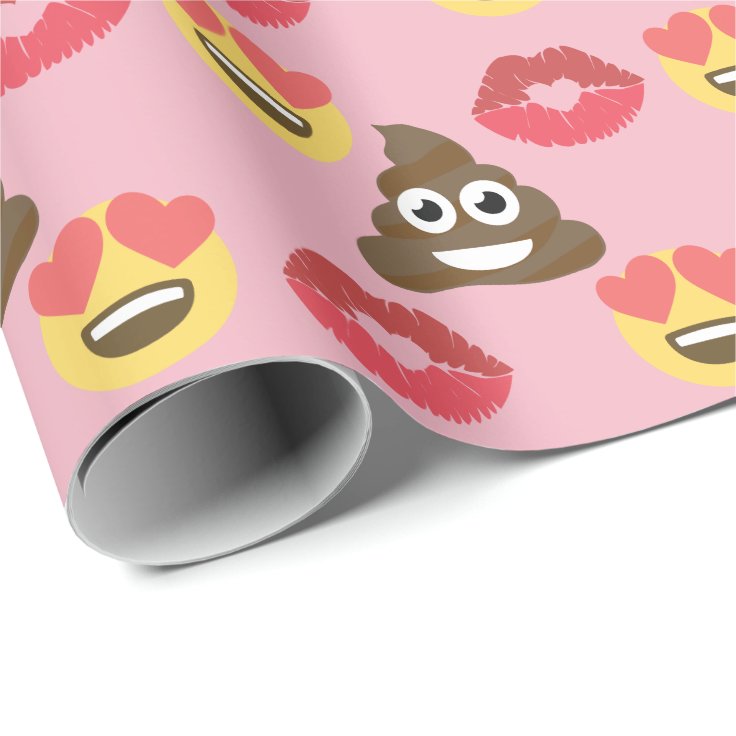 Cute Emoji in love, Poop emoji & kisses Wrapping Paper | Zazzle