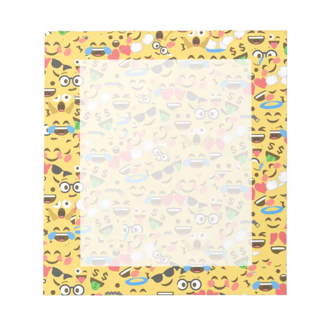 cute emoji love hears kiss smile laugh pattern notepad | Zazzle