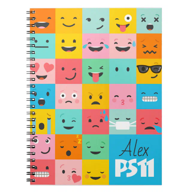 Cute Emoji School Logo Notebook | Zazzle