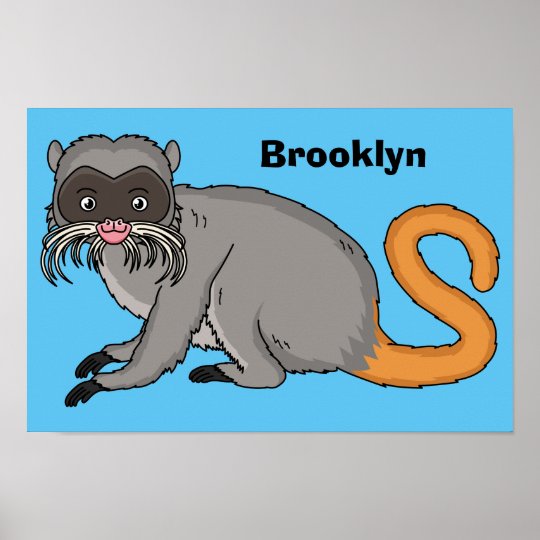 Cute Emperor Tamarin illustration cartoon Poster | Zazzle.com