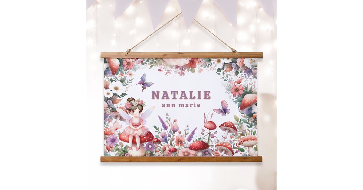 Cute Enchanted Fairy Garden Personalized Name Hanging Tapestry | Zazzle