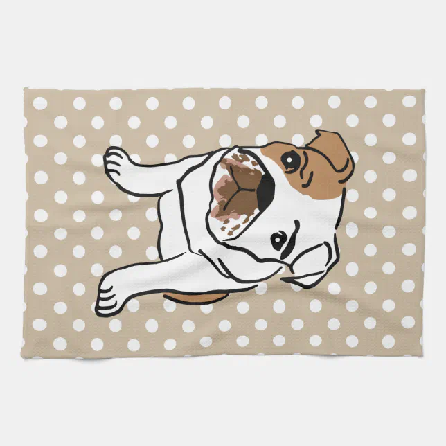 Cute English Bulldog Illustration Kitchen Towel | Zazzle