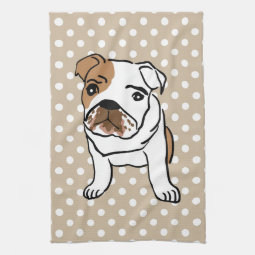 Cute English Bulldog Illustration Kitchen Towel | Zazzle