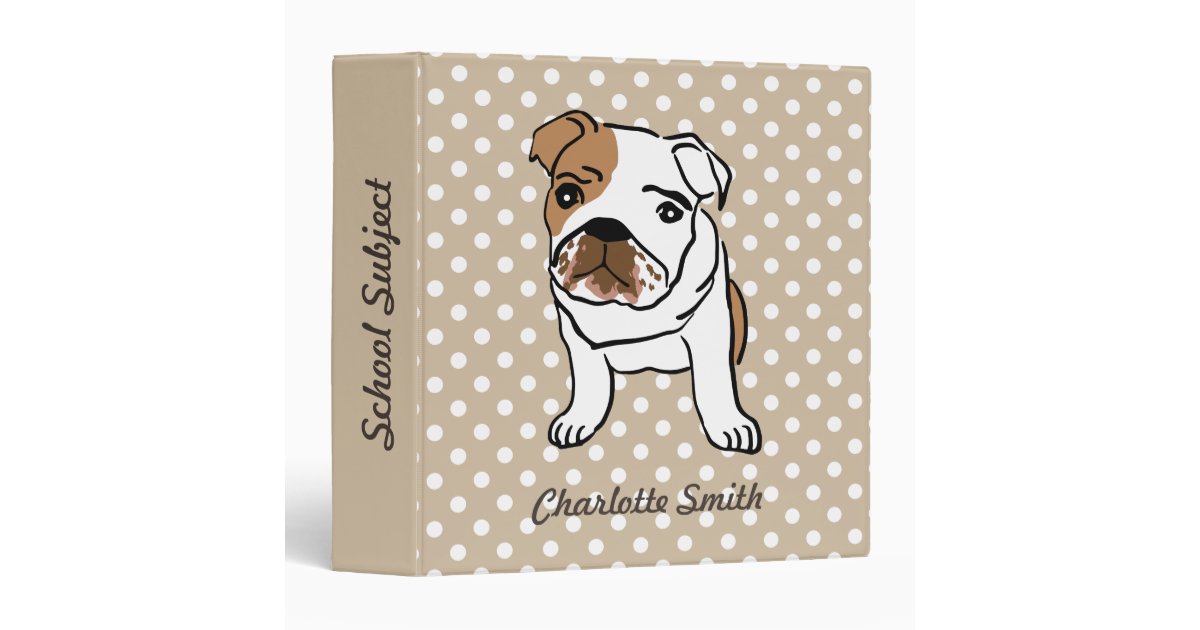 Cute English Bulldog Personalized Binder | Zazzle