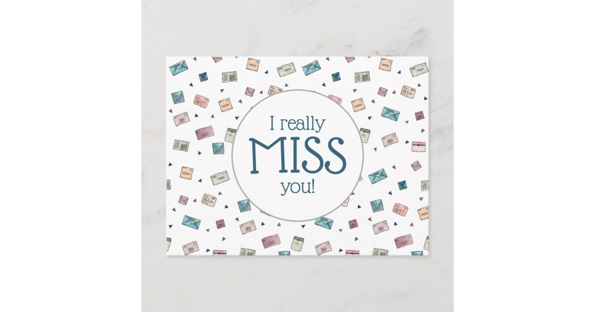 Cute Envelopes Miss You Teacher Postcard | Zazzle