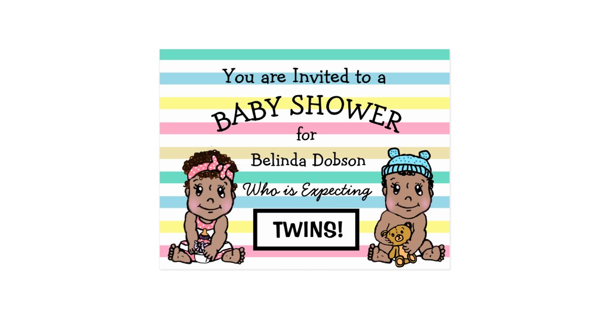 Cute Ethnic Twins Baby Shower Invitations | Zazzle.com
