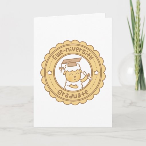 Cute Ewe University Graduate Sheep Pun Humor Card | Zazzle