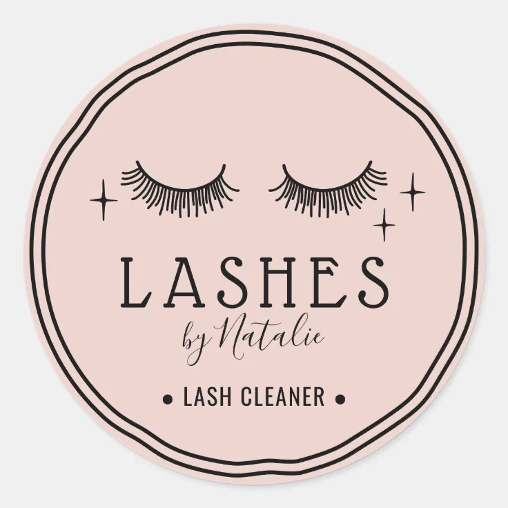 Cute Eyelash Extensions Lash Cleaner Blush Pink Classic Round Sticker ...