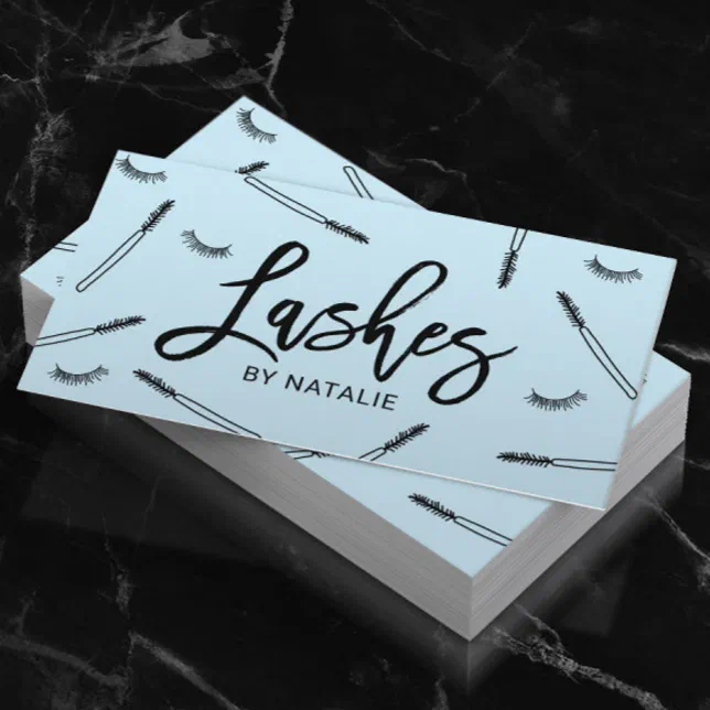 Cute Eyelash Extensions Lash Makeup Artist Blue Business Card | Zazzle