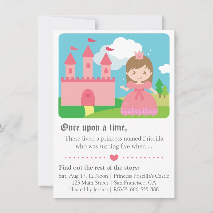 Cute Fairytale Princess Theme, Girl Birthday Party Invitation | Zazzle
