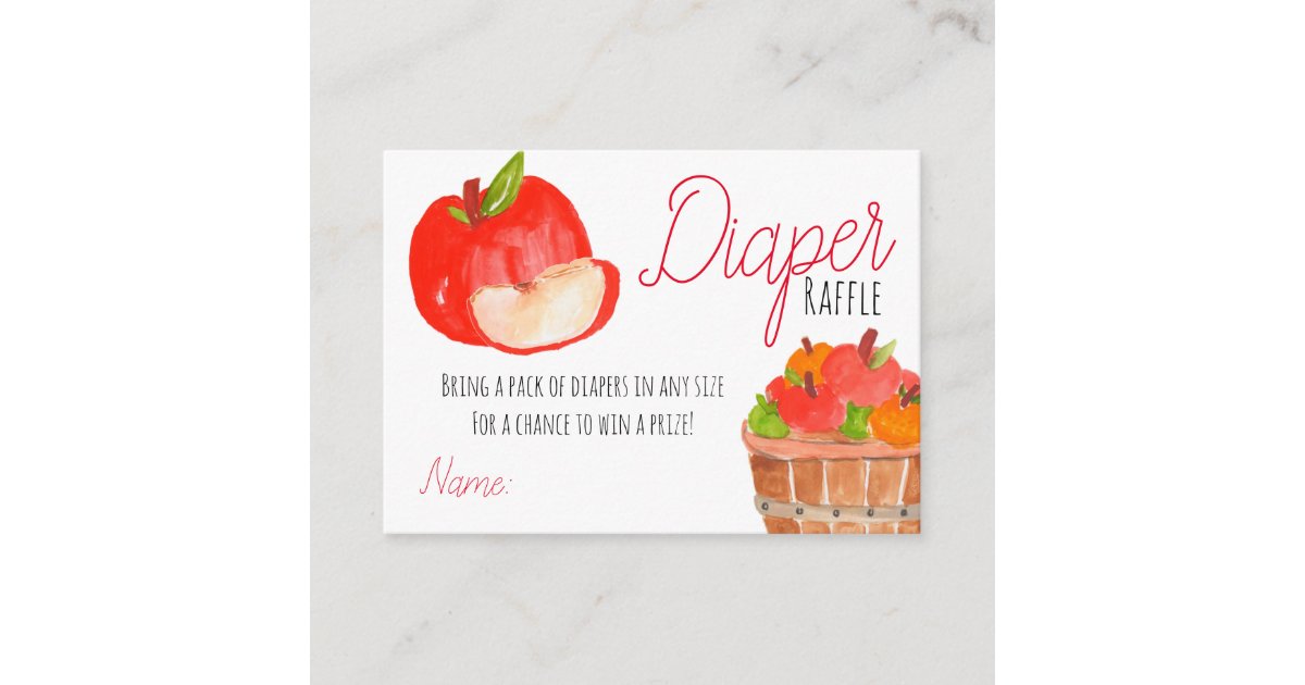 Cute fall apple babyshower diaper raffle card | Zazzle