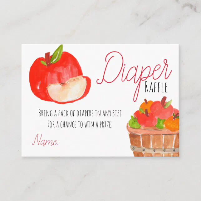 Cute fall apple babyshower diaper raffle card | Zazzle