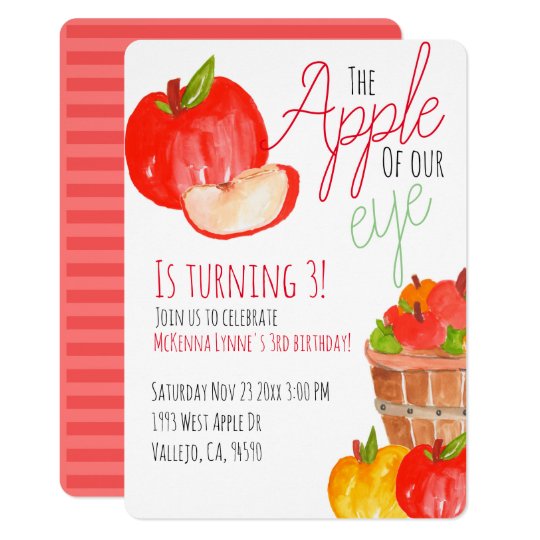 Cute fall apple kid birthday party invitation | Zazzle.com