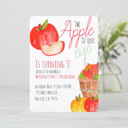Cute fall apple kid birthday party invitation | Zazzle