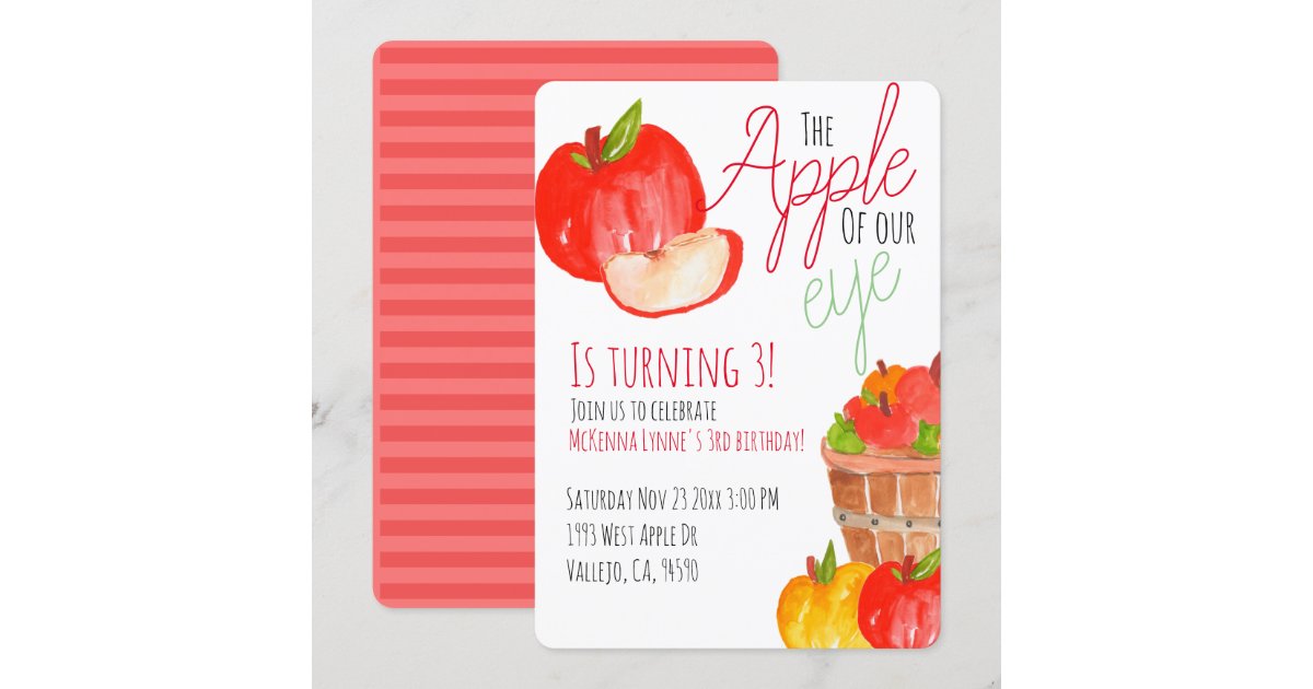 Cute fall apple kid birthday party invitation | Zazzle