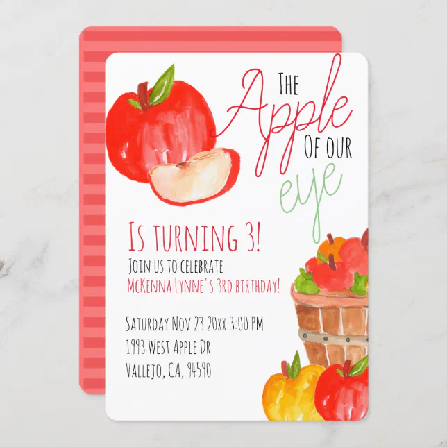 Cute fall apple kid birthday party invitation | Zazzle