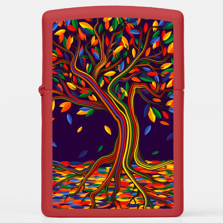 Cute Fall Rainbow Tree Purple Autumn Thanksgiving Zippo Lighter | Zazzle