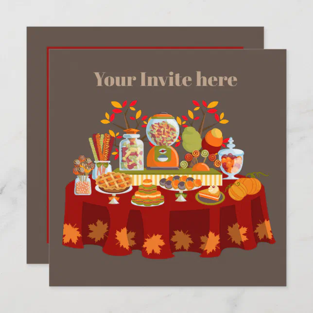 Cute Fall Seasonal candy buffet invitation | Zazzle