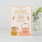 Cute Fall Tea Party Birthday Invitation | Zazzle