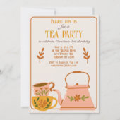 Cute Fall Tea Party Birthday Invitation | Zazzle