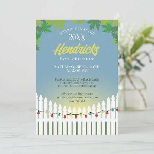Cute Family Reunion picket fence decorated Invitation | Zazzle