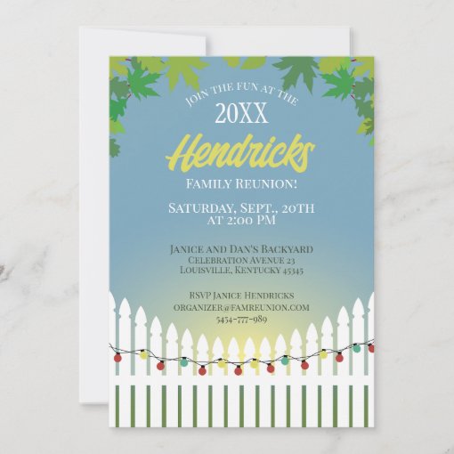Cute Family Reunion picket fence decorated Invitation | Zazzle