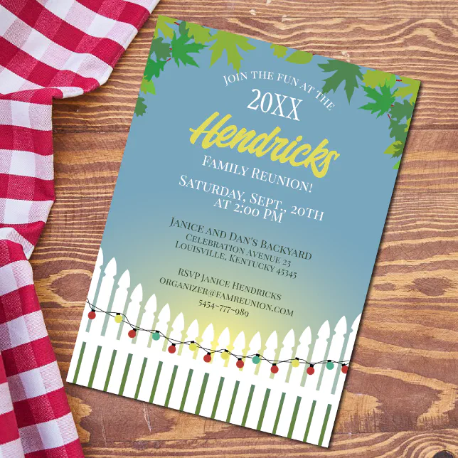 Cute Family Reunion picket fence decorated Invitation | Zazzle
