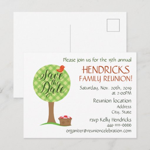 Cute family reunion postcard | Zazzle