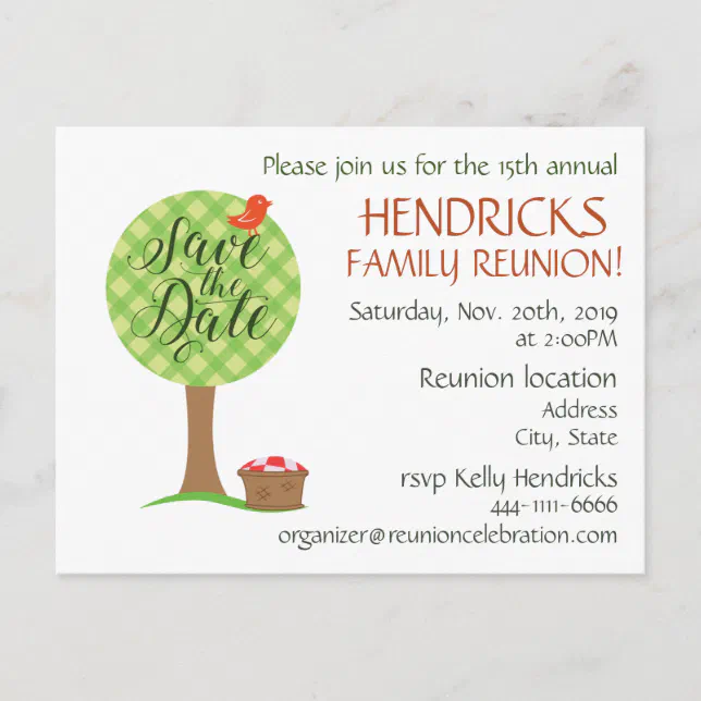 Cute family reunion postcard | Zazzle