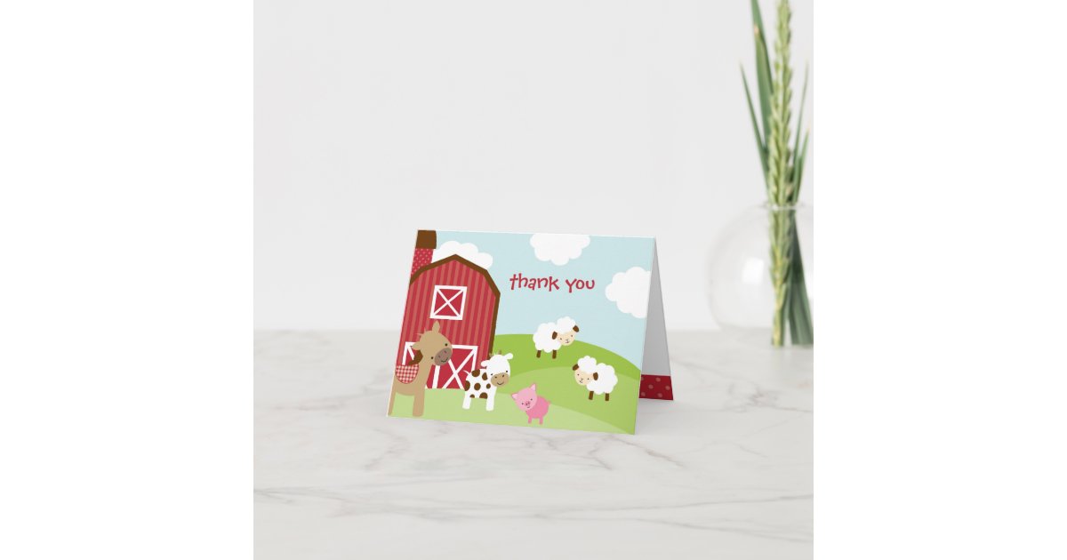 Cute Farm Animal Thank You Card | Zazzle