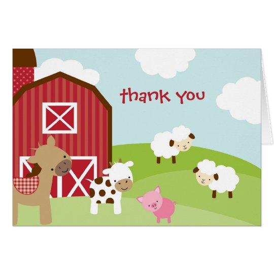 Cute Farm Animal Thank You Card | Zazzle.com