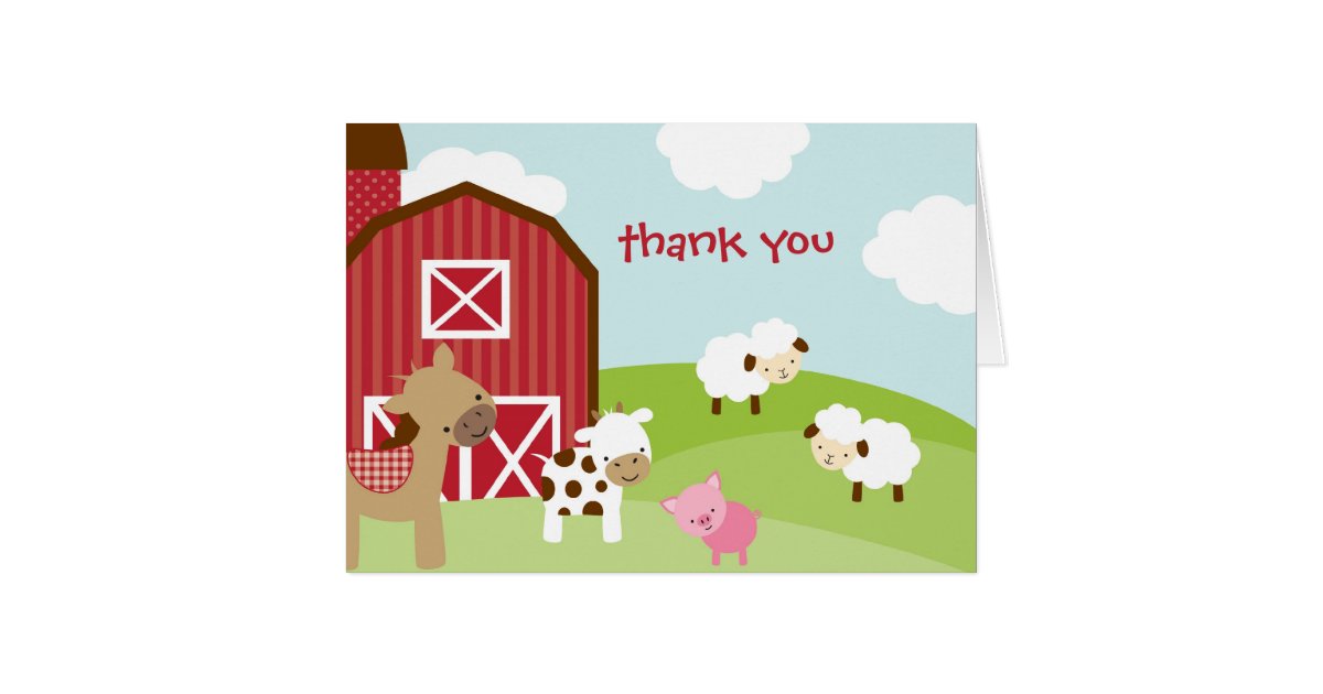 Cute Farm Animal Thank You Card | Zazzle.com