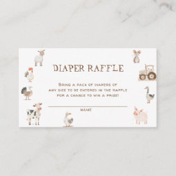 Cute Farm Animals Baby Shower Diaper Raffle Ticket Enclosure Card | Zazzle