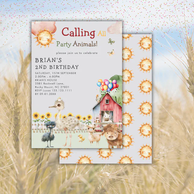 Cute Farm Animals Barnyard Ranch Birthday Party Invitation | Zazzle