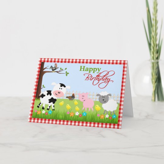Cute Farm Animals Birthday Greeting Card | Zazzle.com