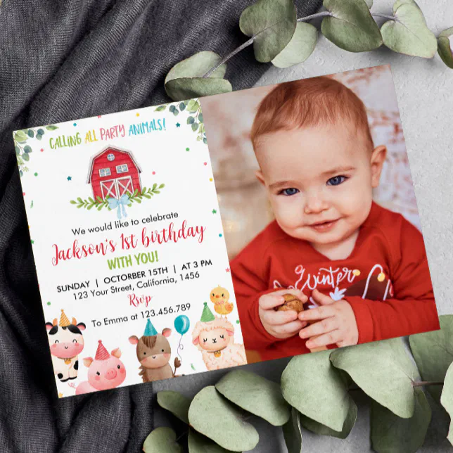 Cute Farm Animals Birthday Invitation | Zazzle