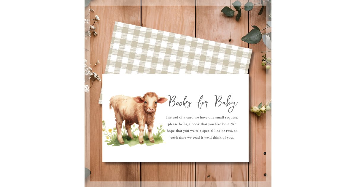 Cute Farm Animals Book Request Baby Shower Enclosure Card | Zazzle