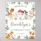 Cute Farm Animals Greenery Birthday Welcome Poster | Zazzle