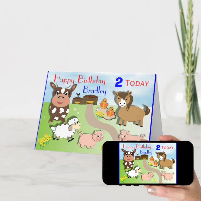 Cute Farm Animals Kids Birthday Card | Zazzle