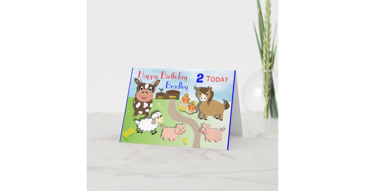 Cute Farm Animals Kids Birthday Card | Zazzle