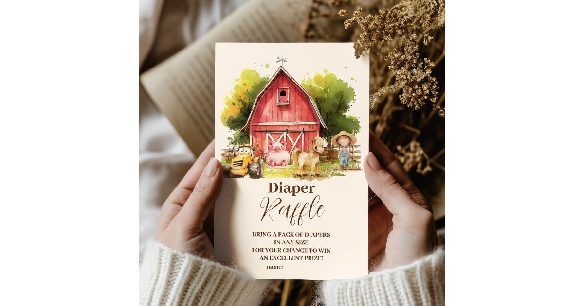 Cute Farm Animals Raffle Diapper Enclosure Card | Zazzle