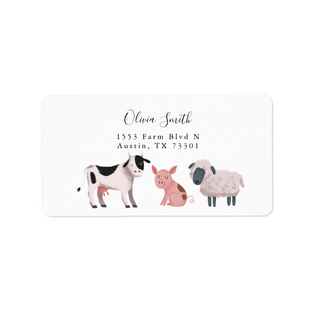 Cute Farm Animals Return Address Label | Zazzle