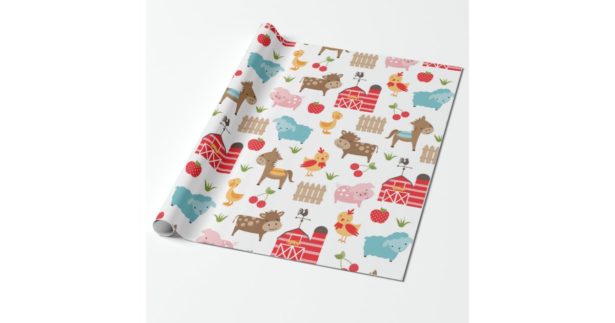 Cute Farm Animals Wrapping Paper | Zazzle