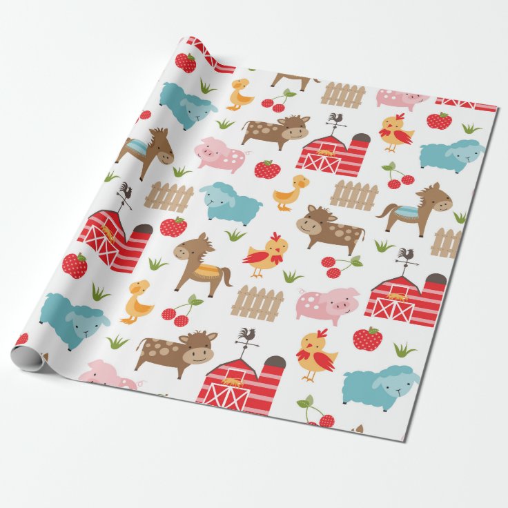 Cute Farm Animals Wrapping Paper | Zazzle